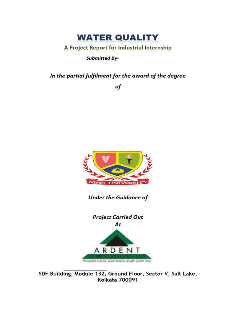 Water Quality Project Report | PDF | Cluster Analysis | Logistic Regression