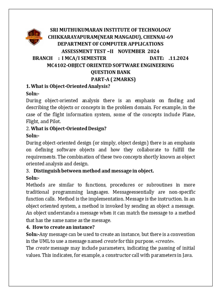 Mca-caii-qbank-mc4102-Oose - Sem I Nov 2024 | PDF | Class (Computer Programming) | Inheritance ...