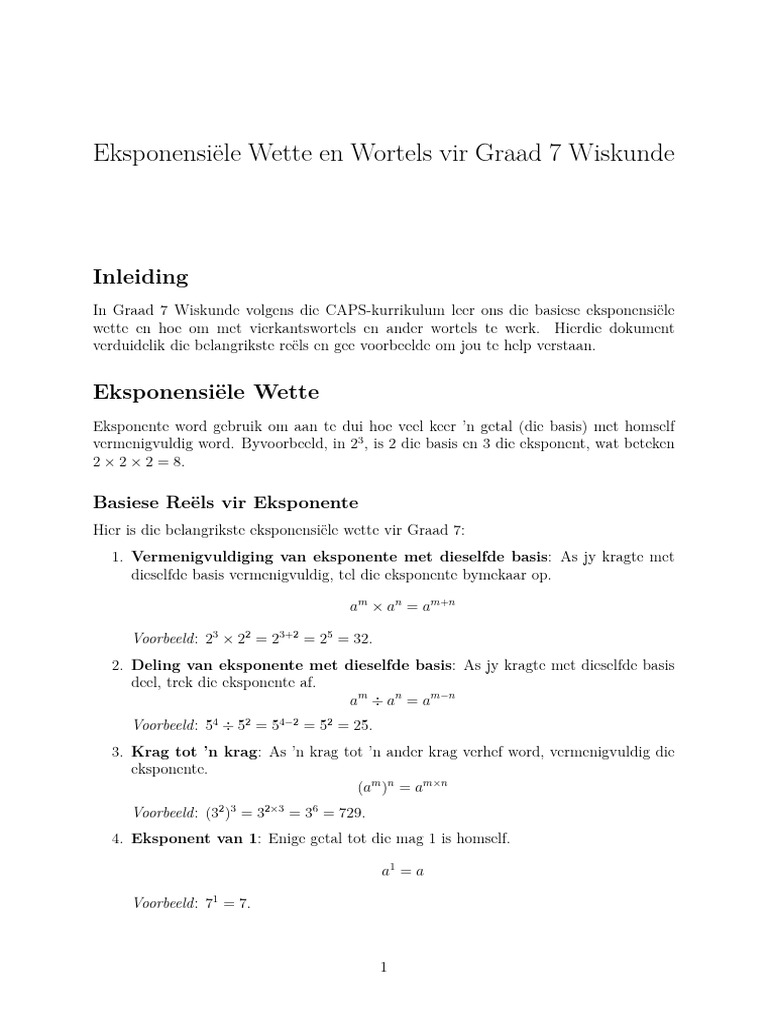 Exponesielle en Wortel Wette | PDF