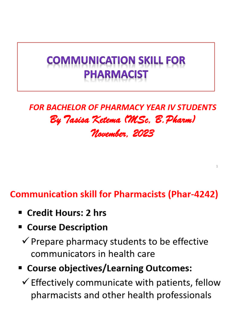 Communication Skills for Pharmacy Students | PDF | Nonverbal ...