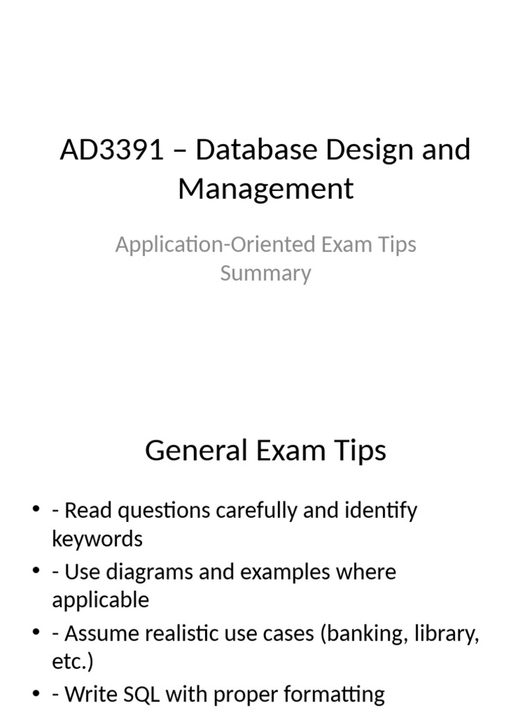 AD3391 Exam Tips Presentation | PDF