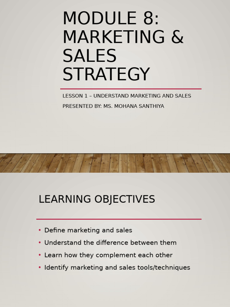 Module 8 Lesson 1 Marketing and Sales Strategy | PDF
