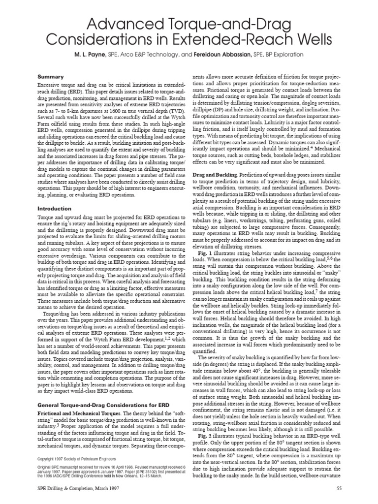 Advanced Torque and Drag Considerations in ERW | PDF | Buckling | Bending