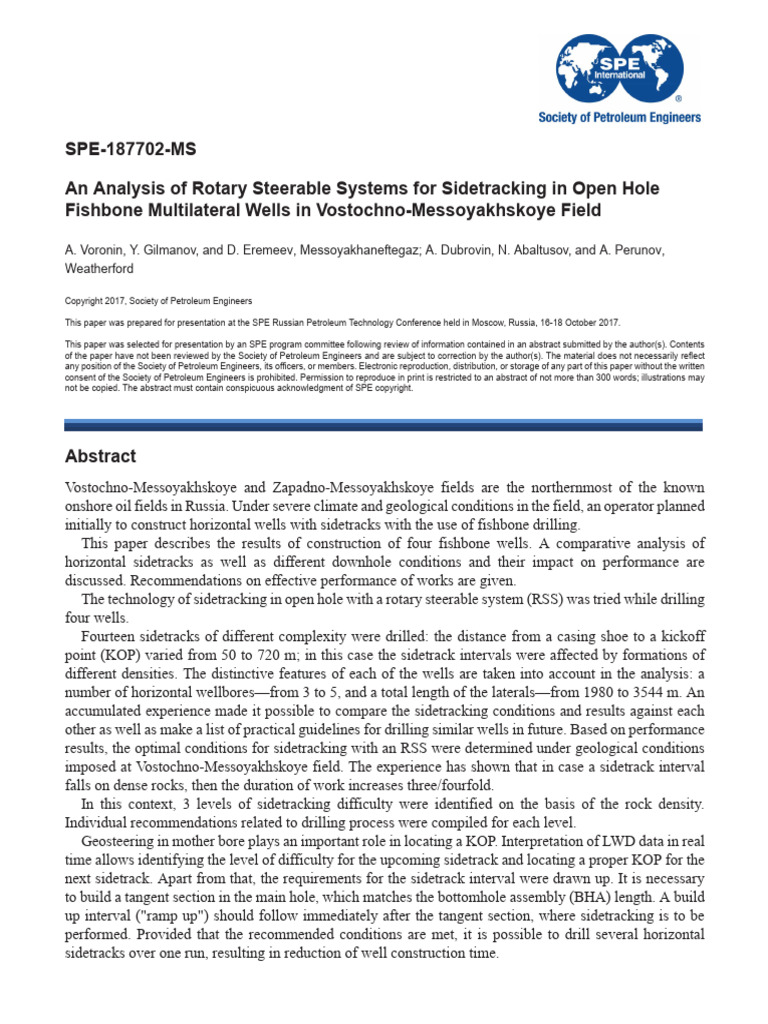Rotary Steerable Systems in Fishbone Wells | PDF | Oil Well | Petroleum ...