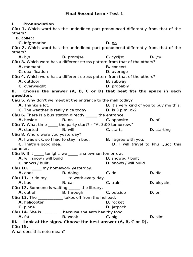 Final Second Term Test Overview | PDF