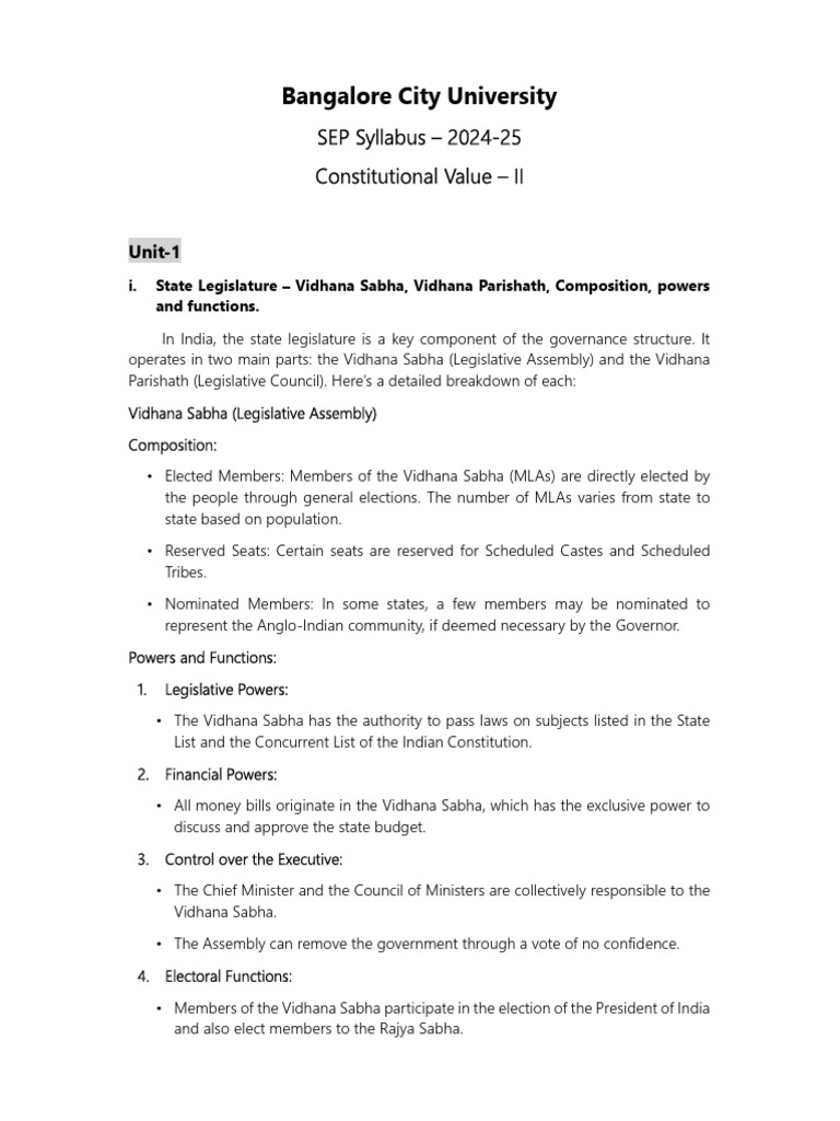 Contitutional Value - II BA - 1st Yr - BCU Slbs - SEP-2024-25 | PDF ...