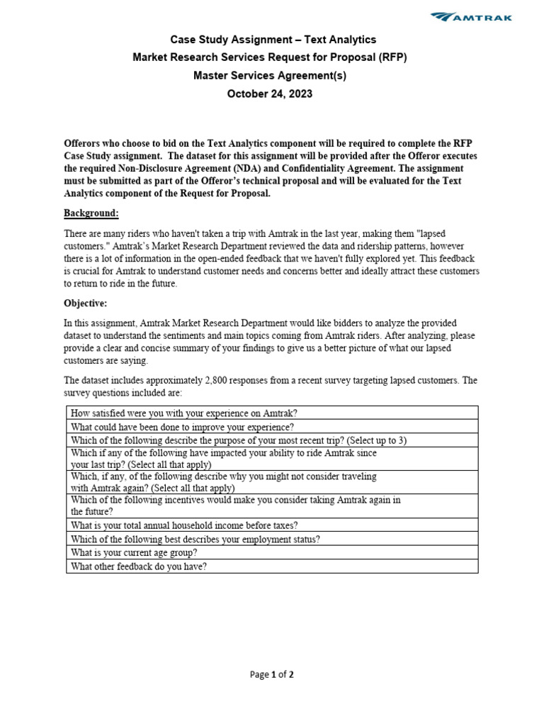 E. RFP Case Study Assignment - Text Analytics | PDF | Non Disclosure ...