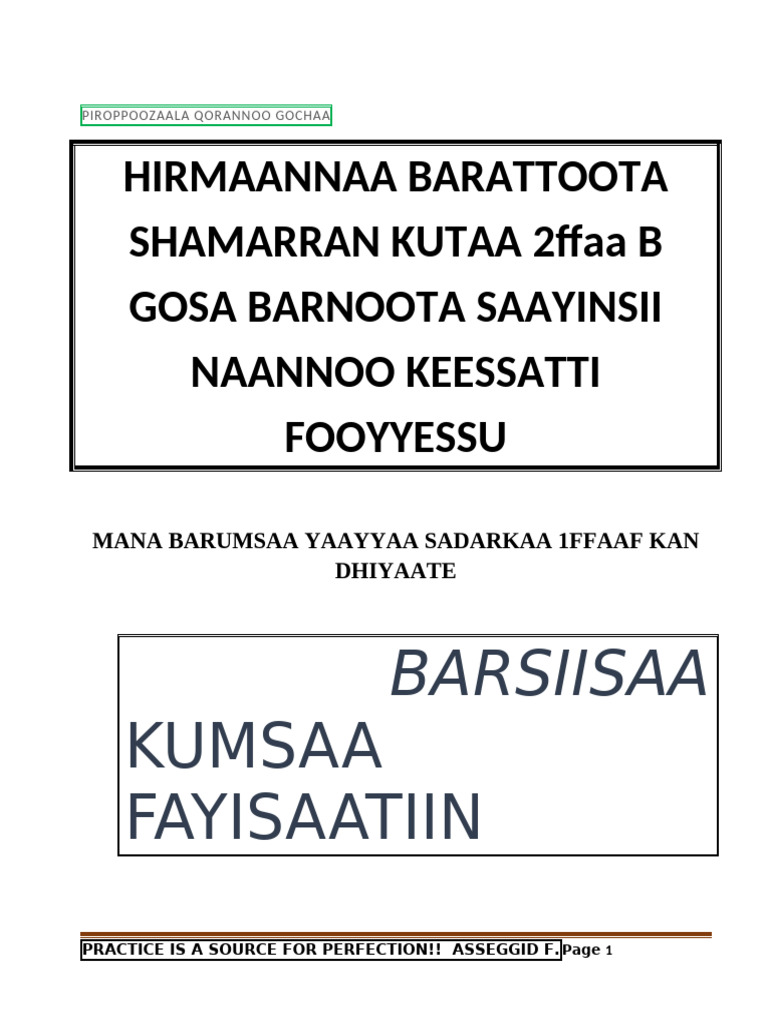 Piroppoozaala Qorannoo Gochaa-1 | PDF