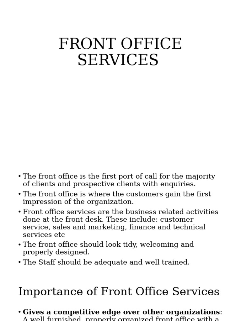 Front Office Services | PDF | Legal Liability | Outsourcing