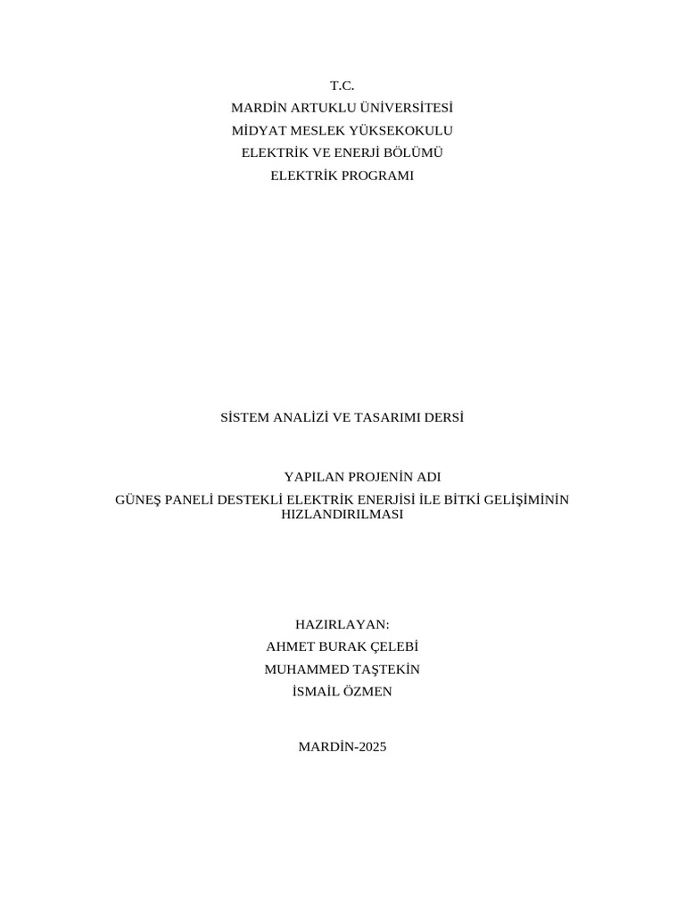 Sistem Analizi Proje Rapor (1) | PDF