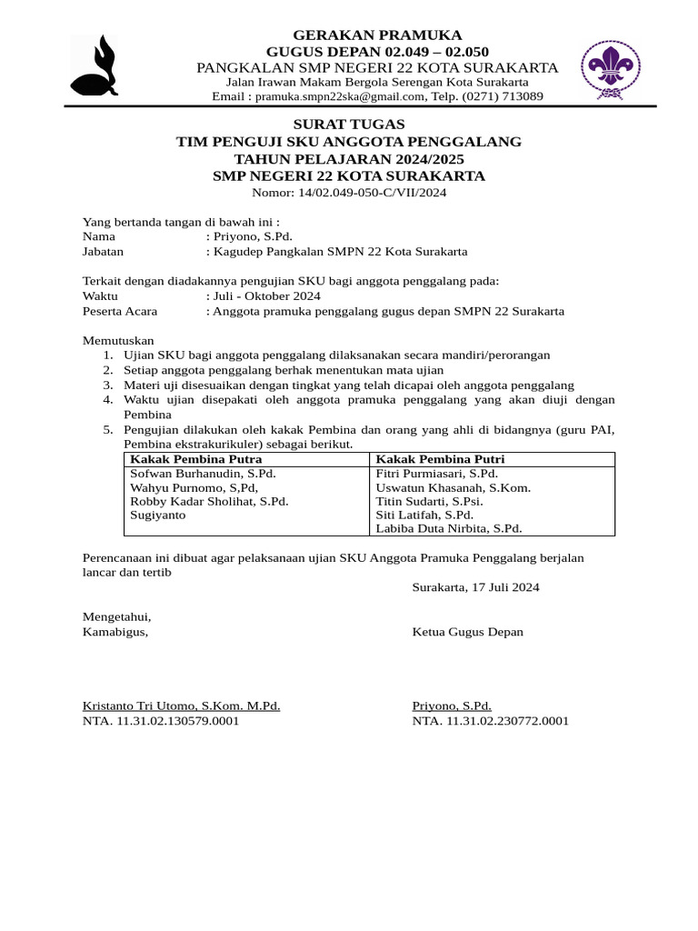 Surat Perencanaan Pengujian Sku | PDF