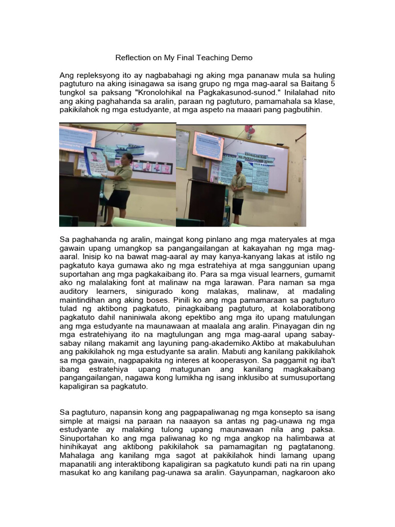 Reflection On My Final Teaching Demo - Panisan.docx FINALL | PDF