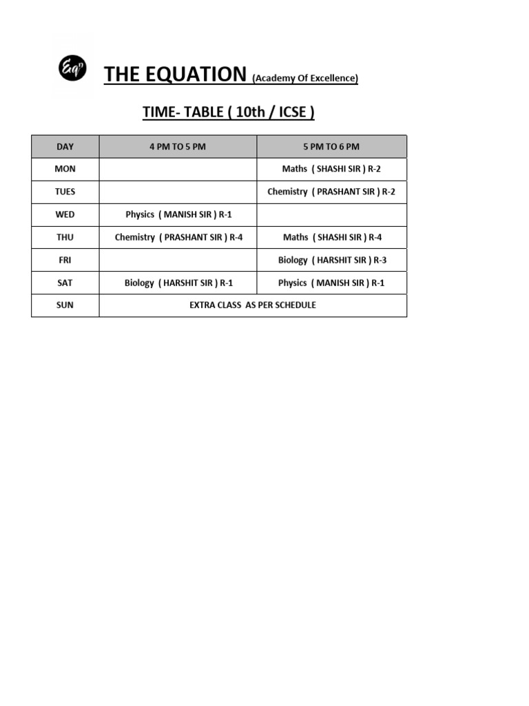 10 Icse - Routine | PDF