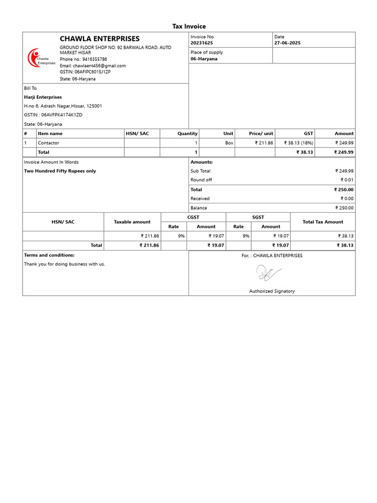 Tax Invoice - 20231625 - 27 - 06 - 25 | PDF | Government Finances | Sales