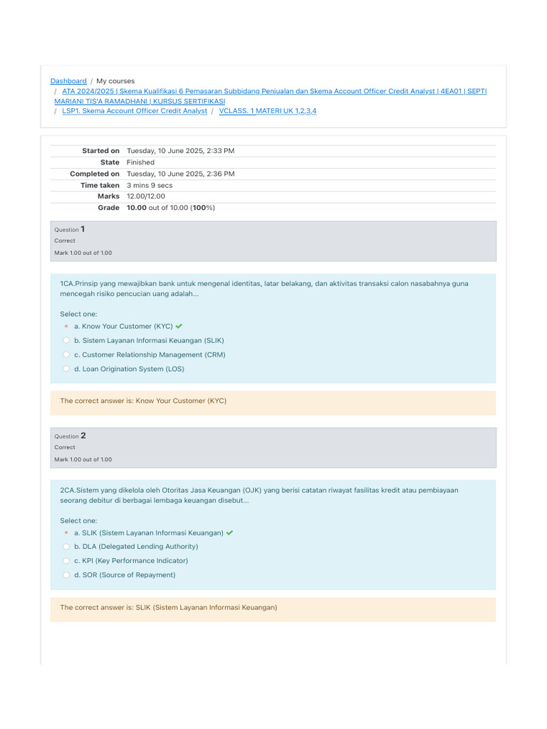 VCLASS. 1 MATERI UK 1,2,3,4 - Attempt Review | PDF