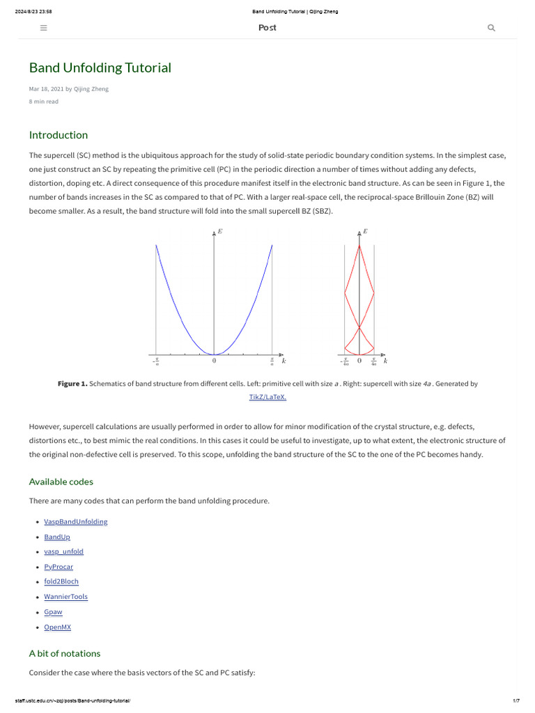 Band Unfolding Tutorial - Qijing Zheng | PDF | Multiplication | Applied ...