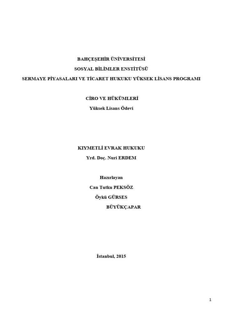 Kıymetli Evrak Ciro YLT | PDF