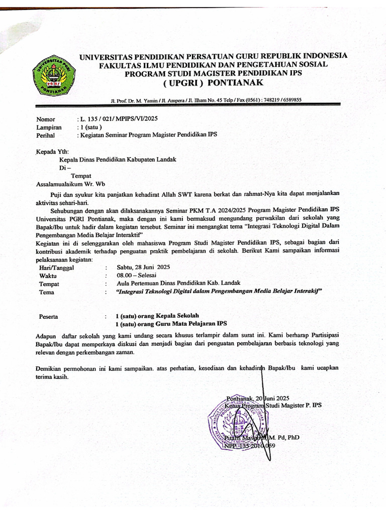 Undangan Untuk Ke Sekolah | PDF
