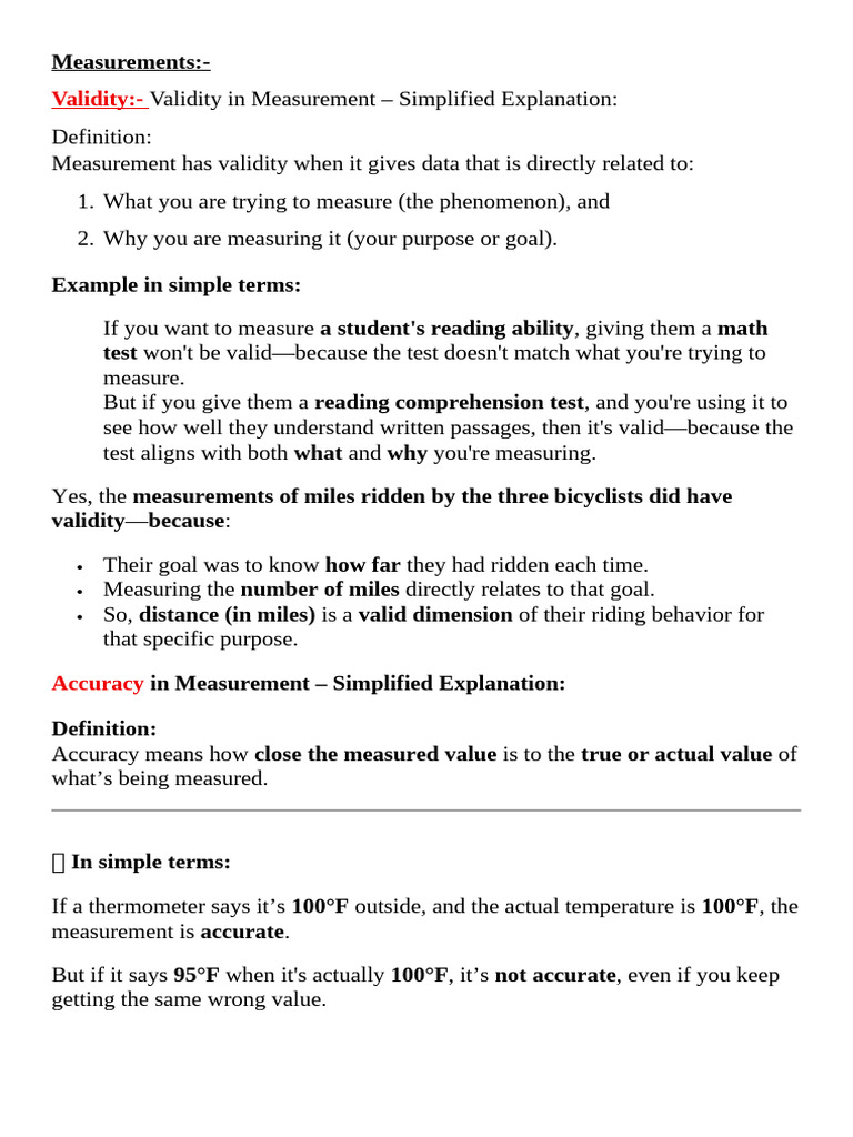Measurements Notes | PDF