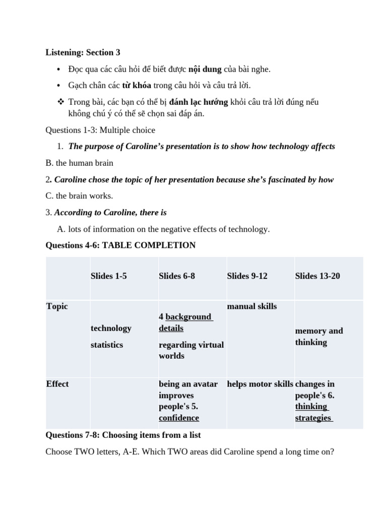 Listening Section 3: Presentation Insights | PDF