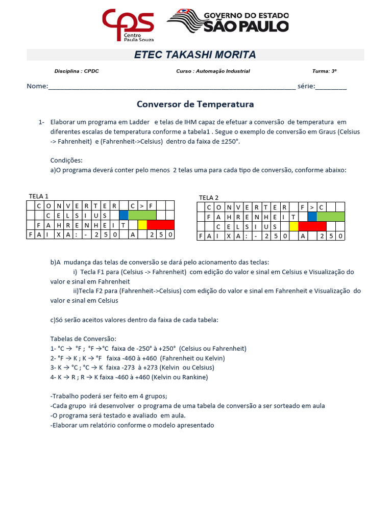 Conversor de Temperatura em Ladder | PDF