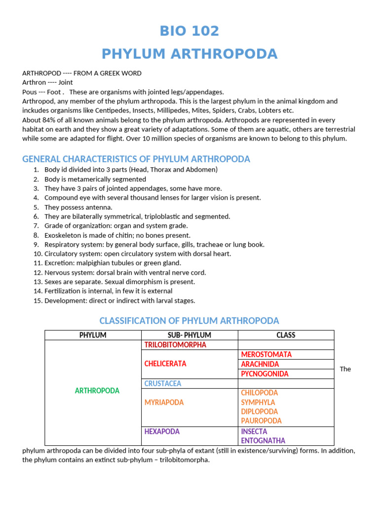 Overview of Phylum Arthropoda | PDF | Hexapoda | Insects