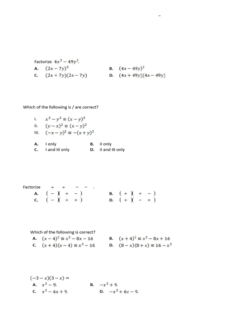 (19-24) 2A-Ch.2-Identities & Factorization - MC | PDF | Factorization | Mathematics