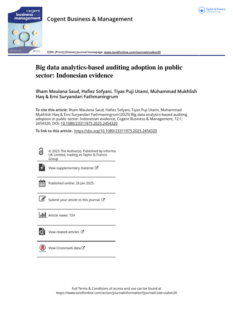 Big Data Analytics-Based Auditing Adoption in Public Sector Indonesian ...
