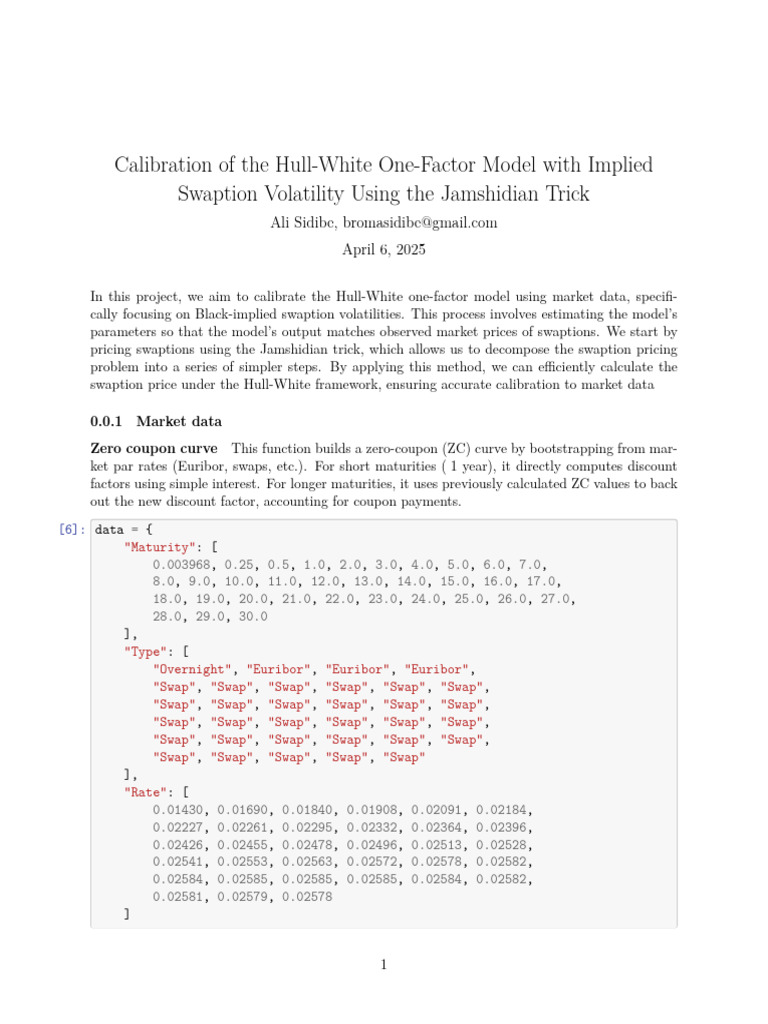 Calibration of The Hull White 1F With Implied Swaption 1743920524 | PDF | Private Sector | Investing
