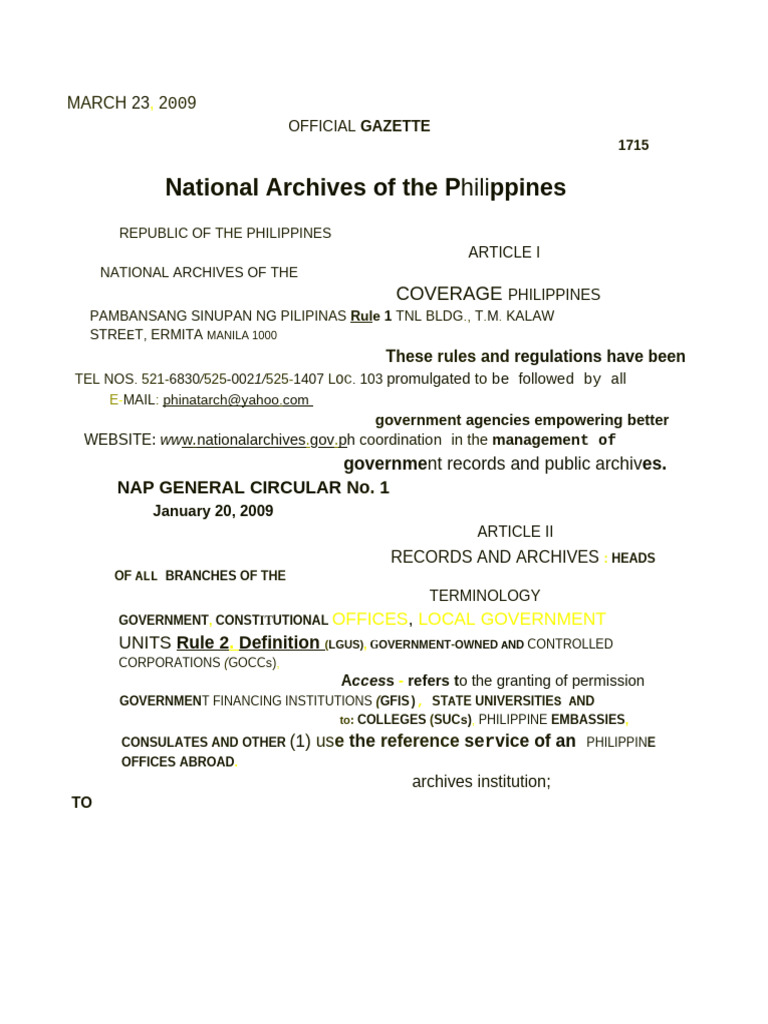 NAP Gen. Circular 1 - 2 and GRDS 2009 | PDF | Records Management ...