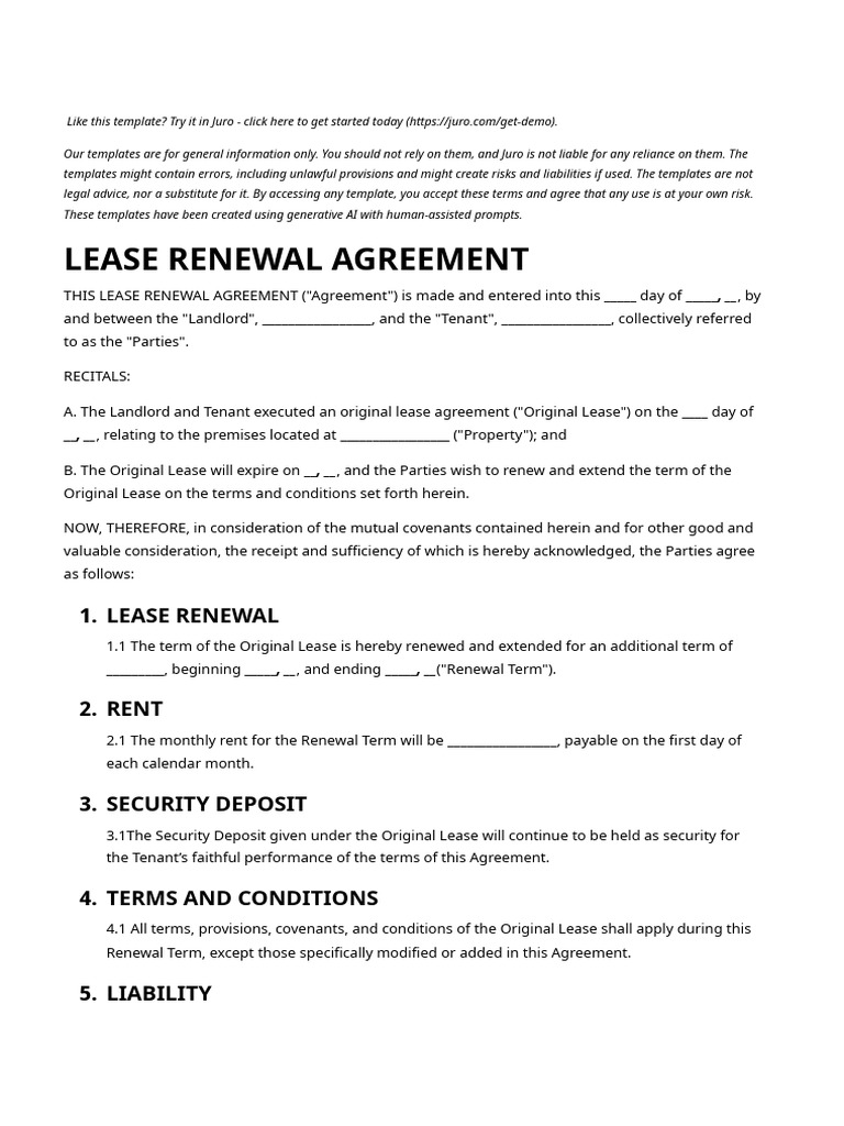 Lease Renewal Agreement (New) | PDF | Lease | Leasehold Estate