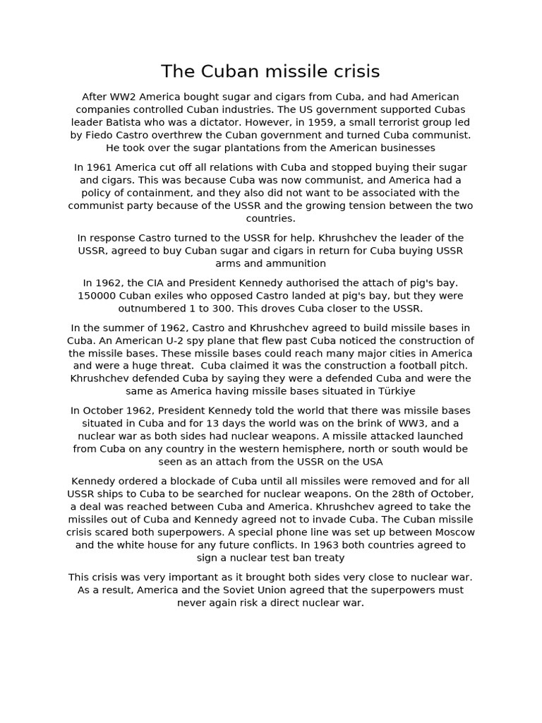 Overview of the Cuban Missile Crisis | PDF | Cuban Missile Crisis | Cuba