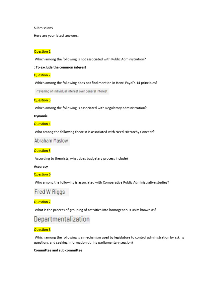 Public Administration Quiz Questions | PDF | Public Administration ...
