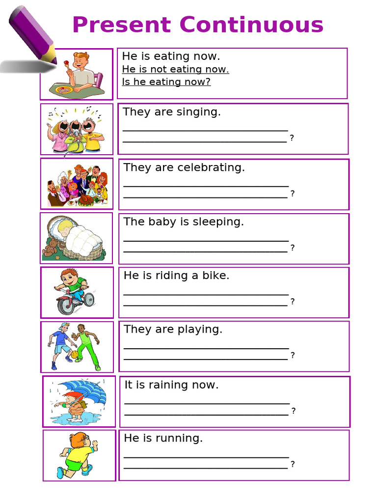 Present-Continuous Questions and Short Answers Activity | PDF