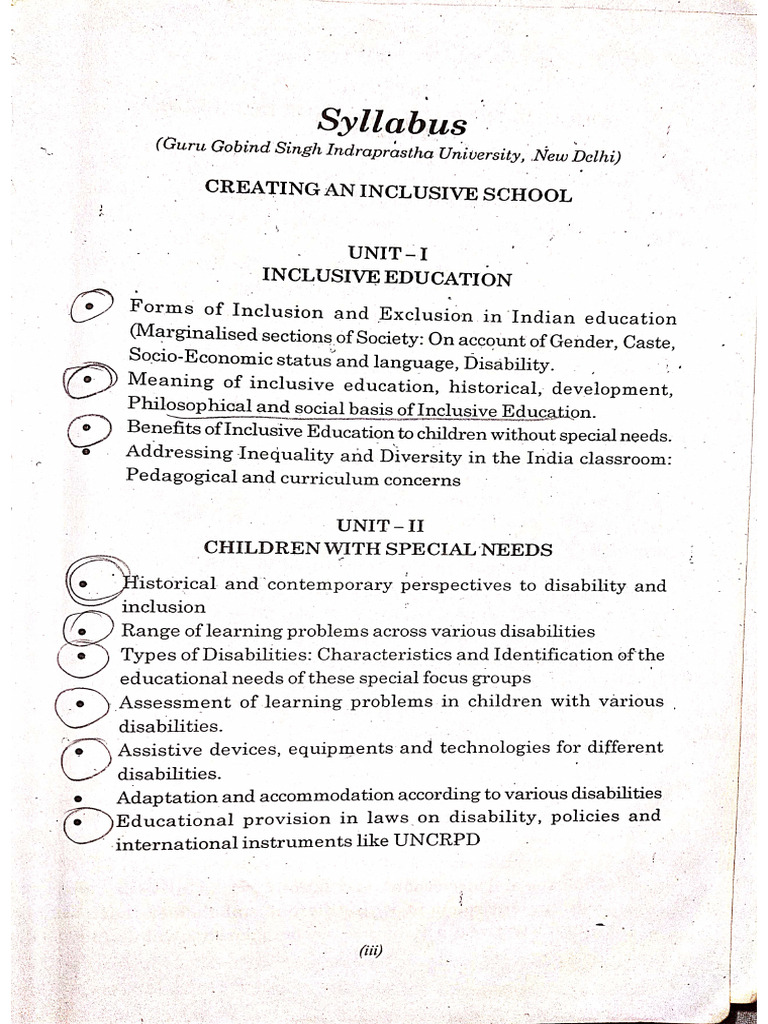 Creating An Inclusive Classroom For B.Ed | PDF