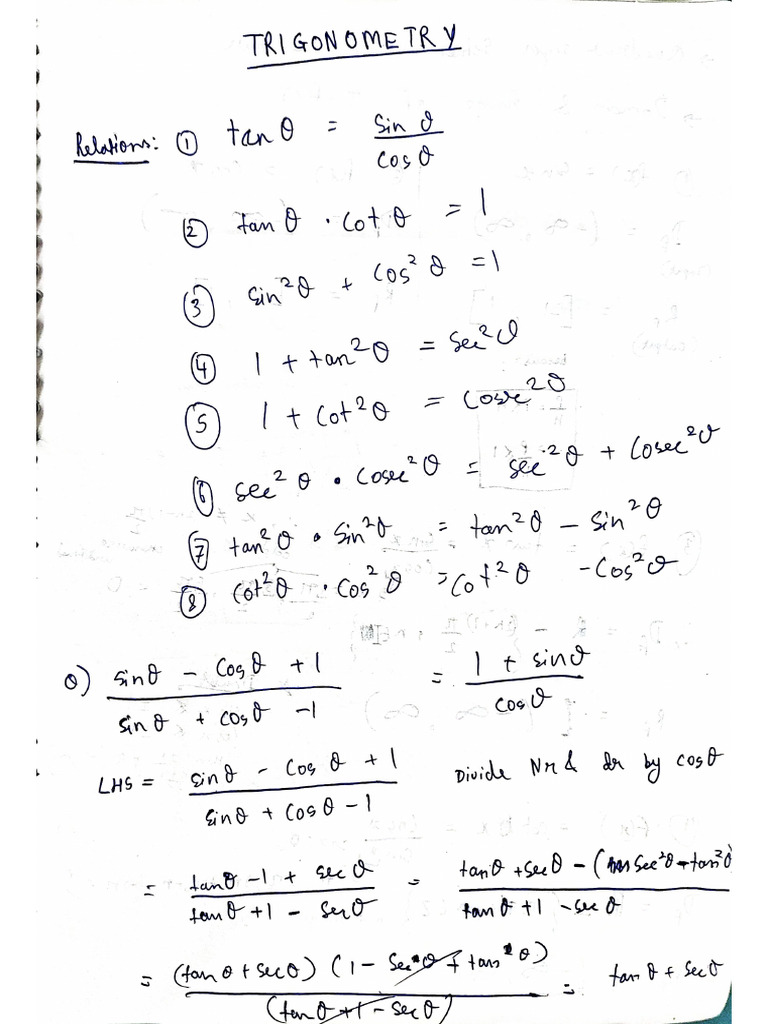Trigonometry Shortcut and Formulas | PDF