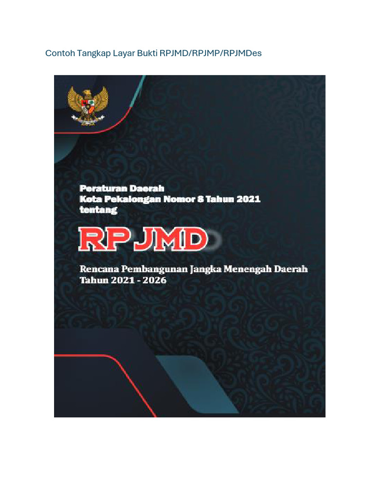 Contoh Tangkapan Layar Bukti RPJMD-RPJMDes | PDF