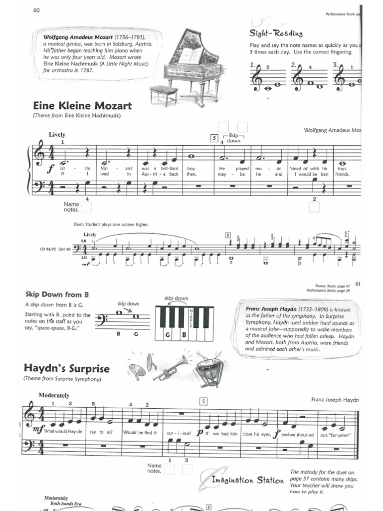 4 Peças (1a Alfreds Premier Piano Course - Lesson 1a) | PDF