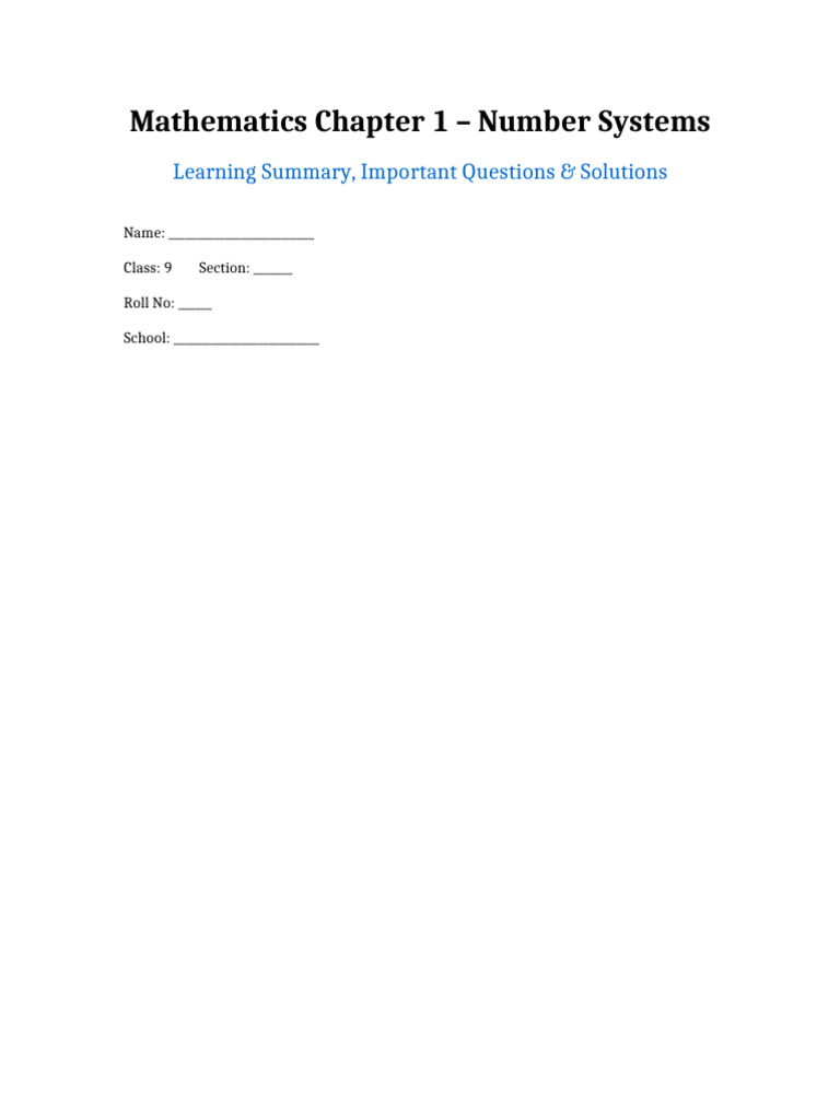 Class9 Maths Chapter1 NumberSystems Presentation | PDF