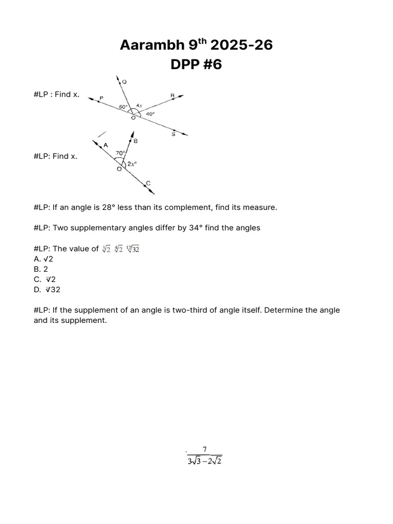 Aarambh 9 2025-26 DPP #6 | PDF