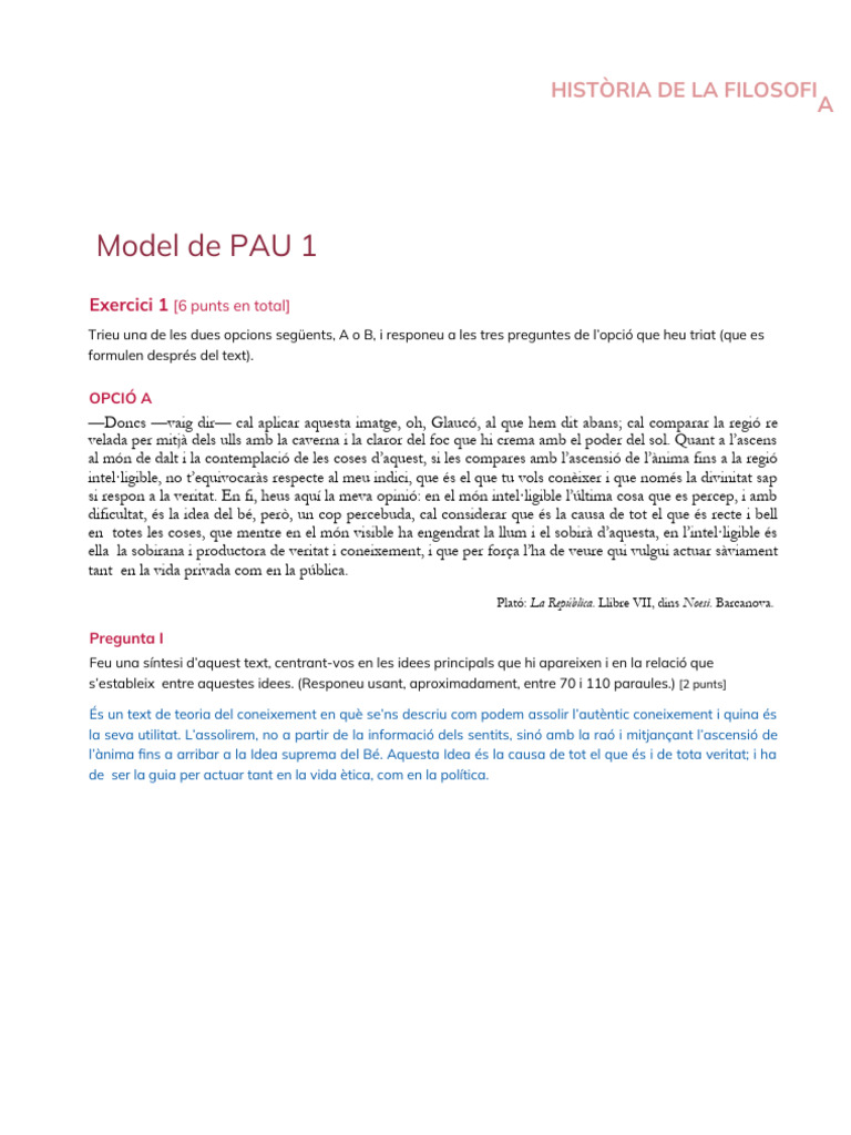 Pau Filosofia Solucions Catalunya | PDF