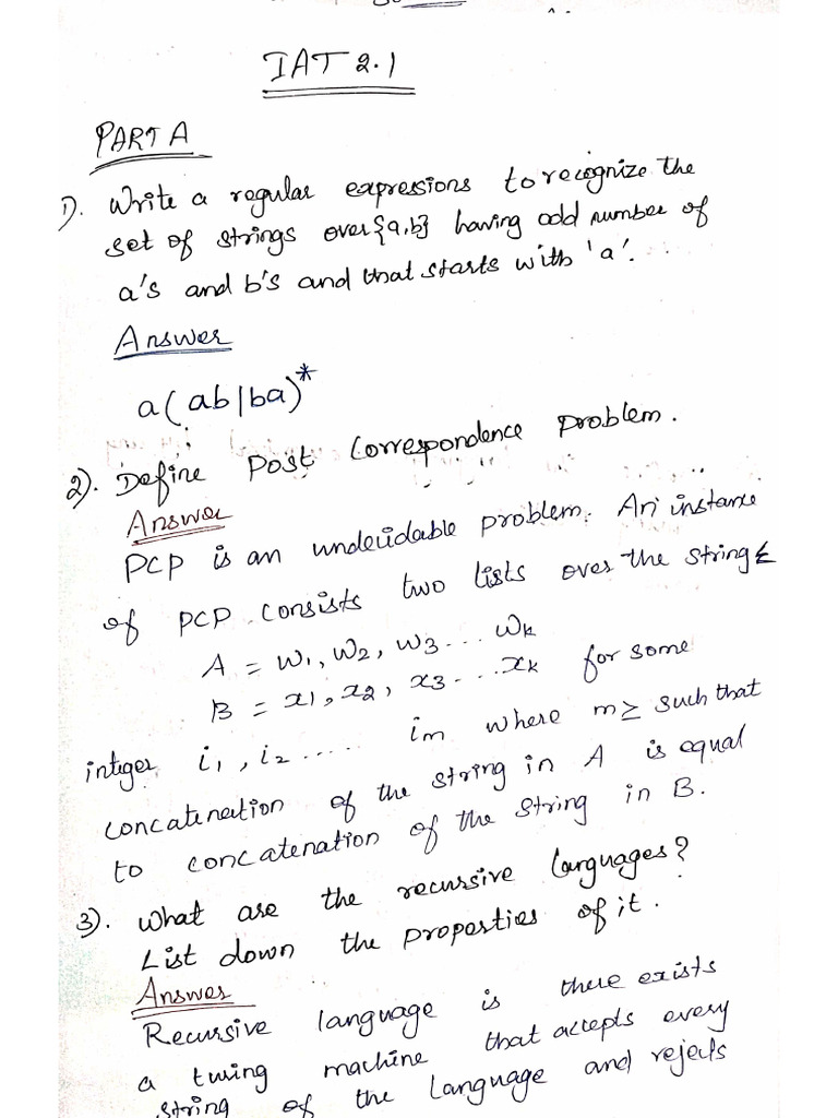 IAT2.1 - ToC - Two Mark Question Answers | PDF