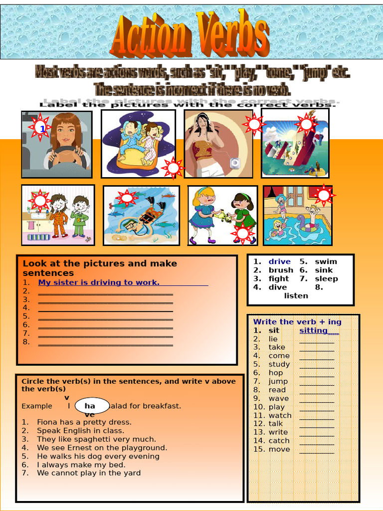 Action Verbs 09 - Worksheet | PDF
