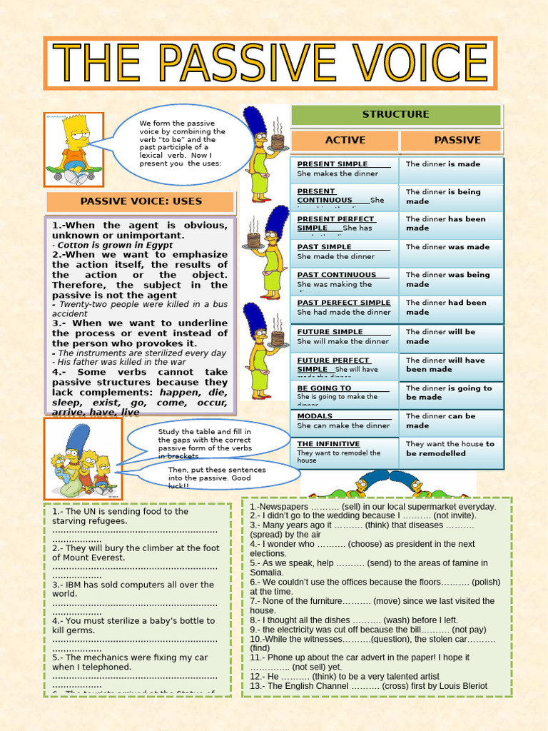 Active and Passive Voices 08 - WORKSHEET | PDF | Verb | Perfect (Grammar)