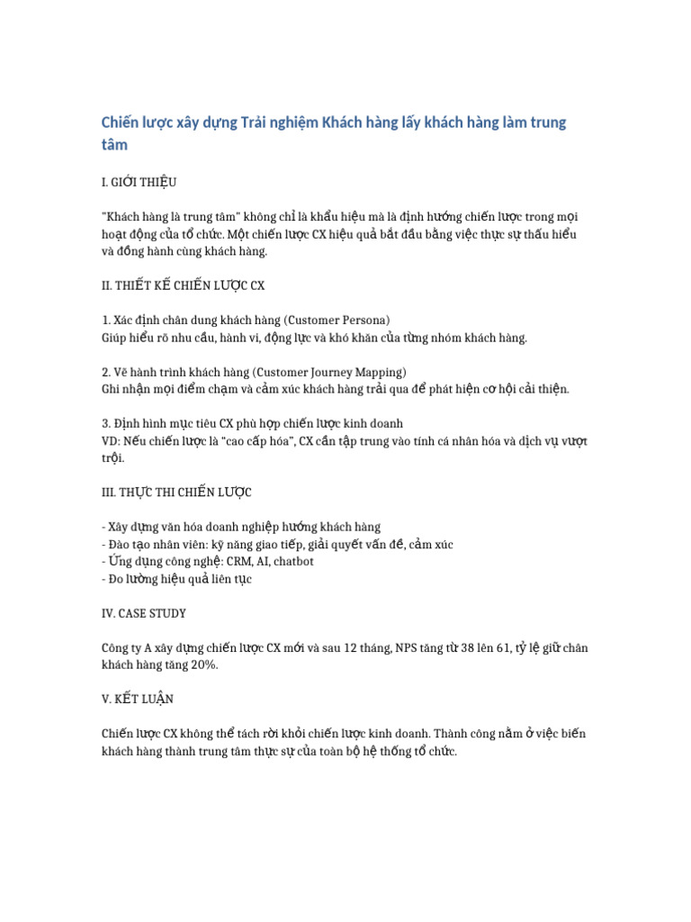 Chien Luoc CX Lay Khach Hang Lam Trung Tam | PDF
