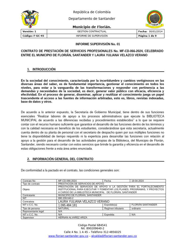 Formato Informe de Supervisión (1) (1) (1) (Reparado) | PDF | Gestión ...