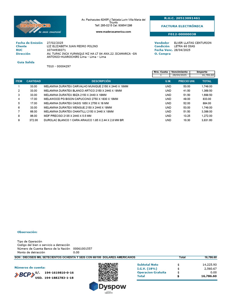 Fecha de Emisión Condición Fecha Venc. Cliente RUC Dirección Vendedor | PDF
