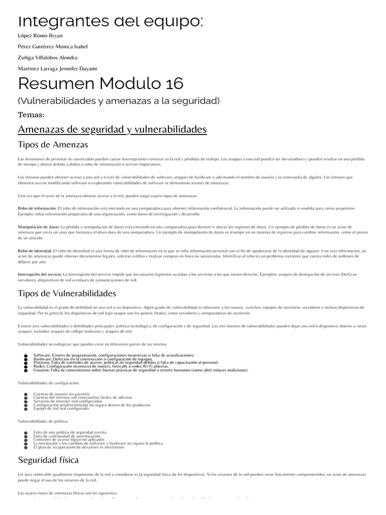 Resumen Modulo 16 | PDF | Cortafuegos (informática) | Malware