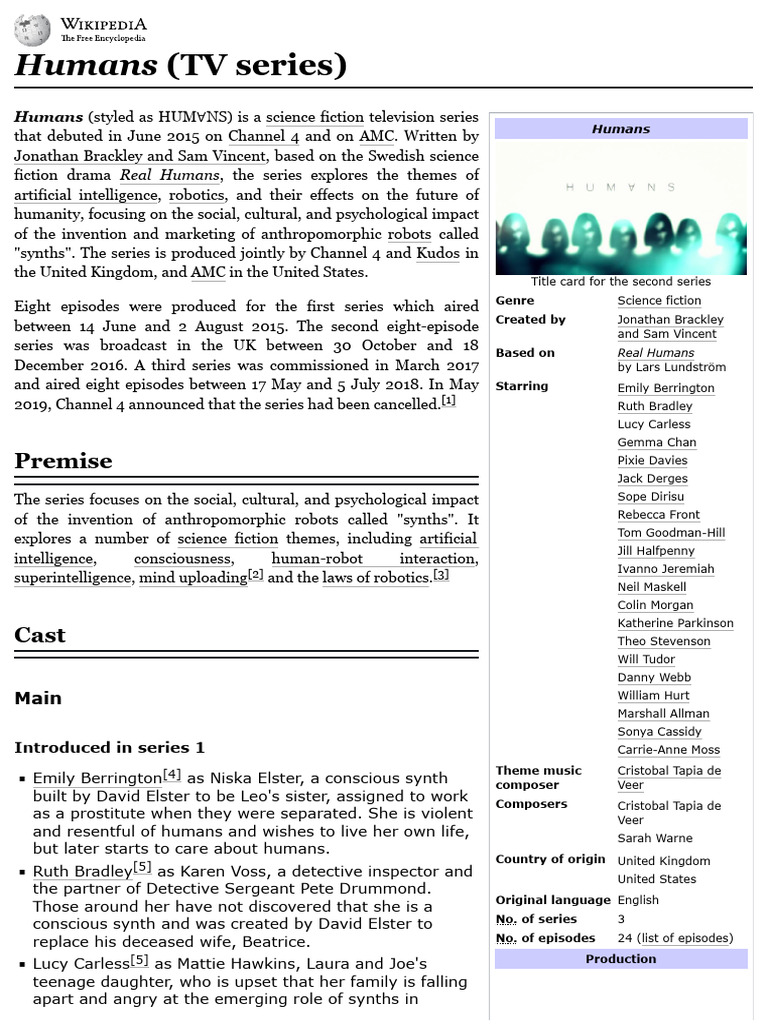 Overview of the Humans TV Series | PDF