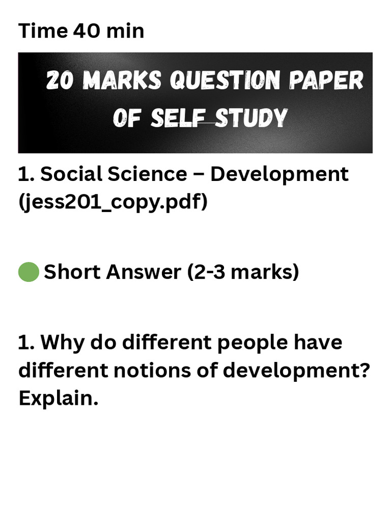 20 Marks Question Paper of Self Study - 20250627 - 190400 - 0000 | PDF ...